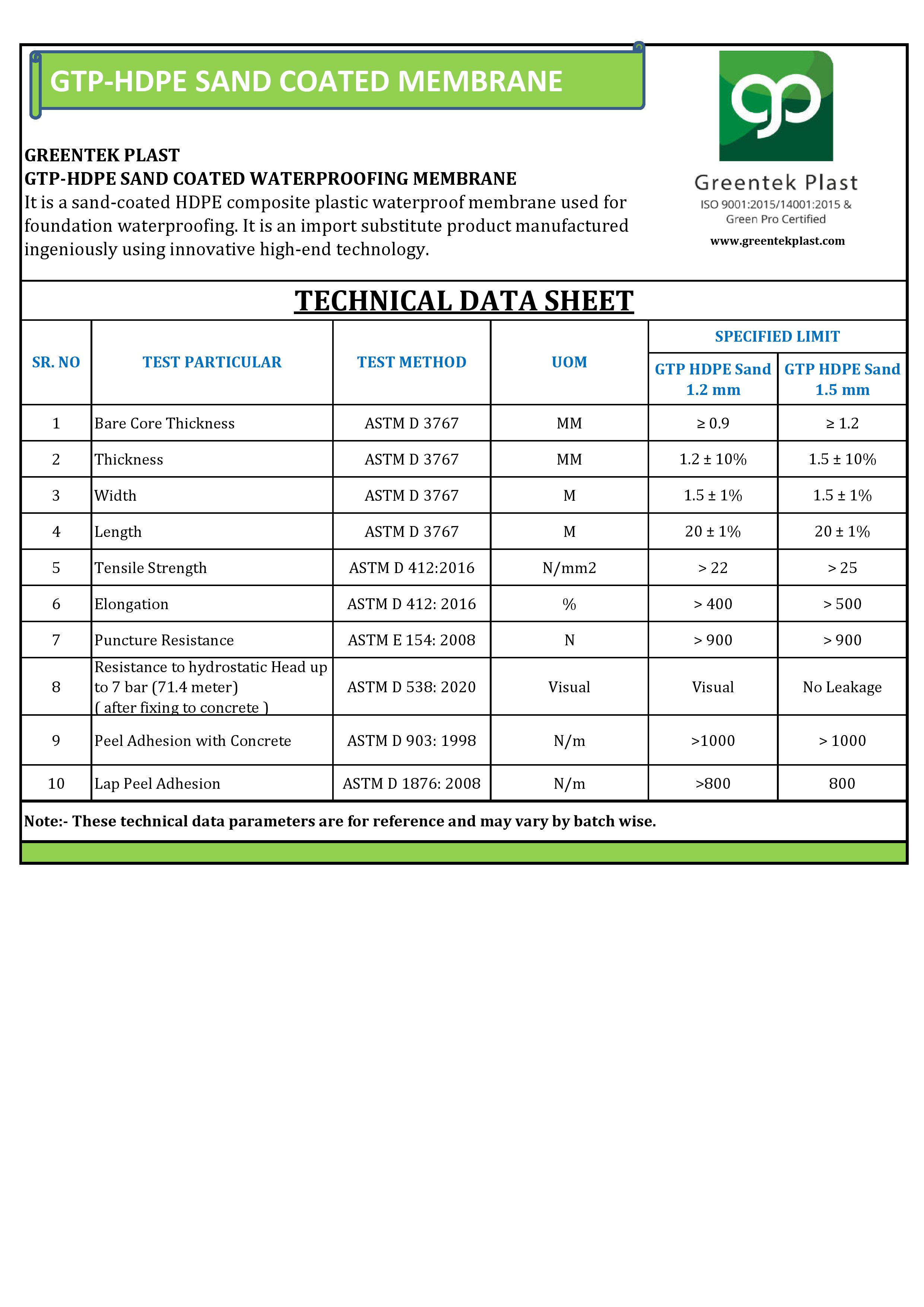 GTP HDPE Sand Coated - Basement Waterproofing Membrane
