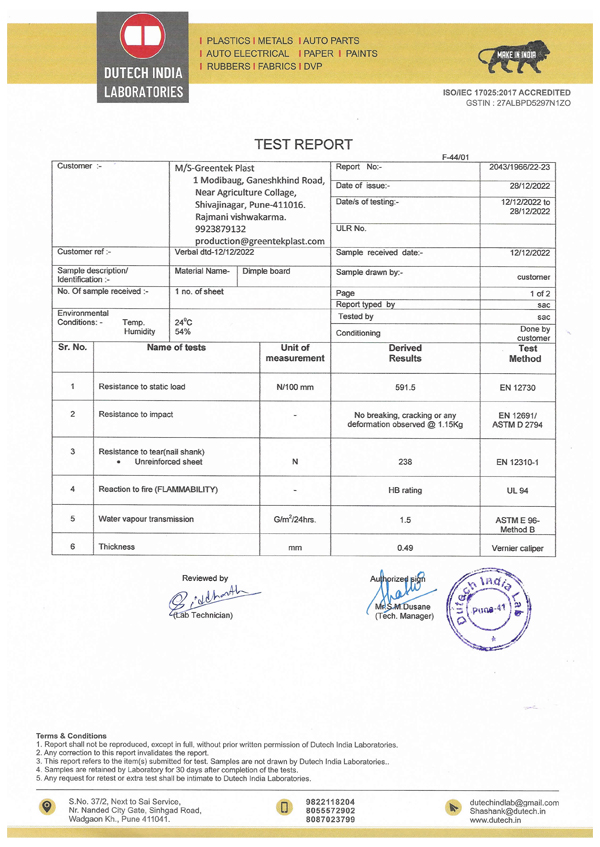 Dimple Sheet | Protection Sheet for Waterproofing Membra